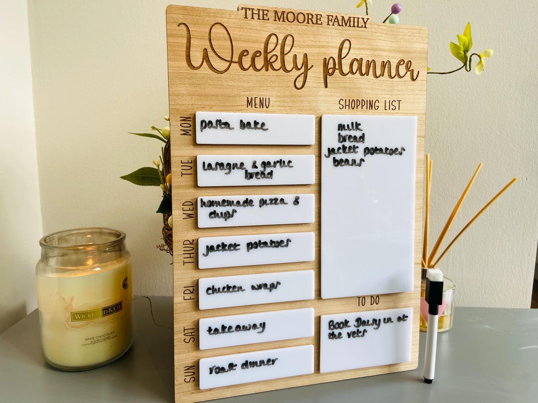 Personalised Weekly Planner With Family Name, Meal Planner Menu ...
