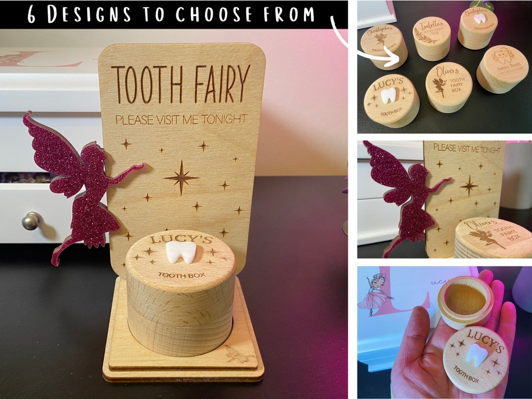 Personalised Tooth Fairy Box With Stand & Fairy | Custom Wooden Box ...