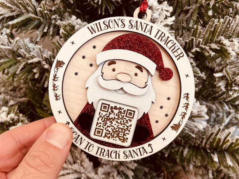 Personalised Santa Tracker Christmas Tree Ornament, Scan to Track Santa ...