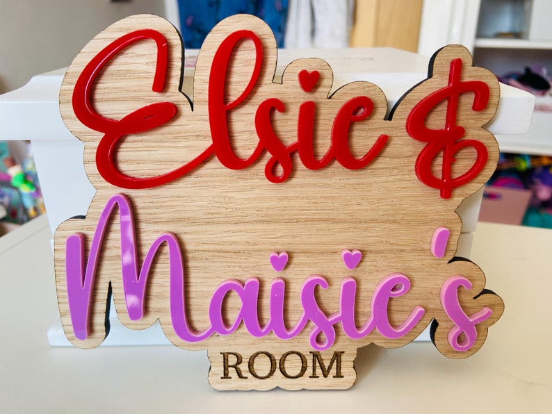Personalised Siblings Name Bedroom Sign With 2 Colours, Door Plaque for ...