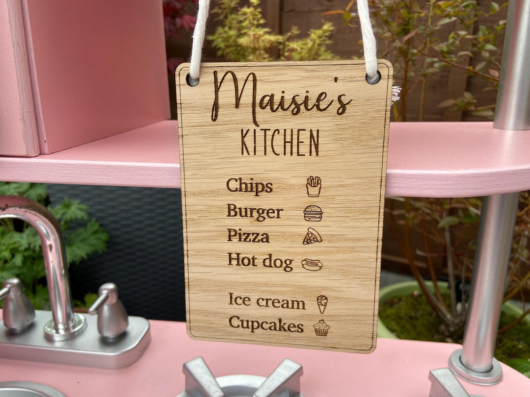 Personalised Child's Toy Kitchen Menu Sign, Toy Cafe Pretend Play Menu ...