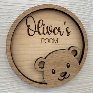 Personalised Bedroom Door Sign, Teddy Bear Nursery Sign, Playroom Decor ...