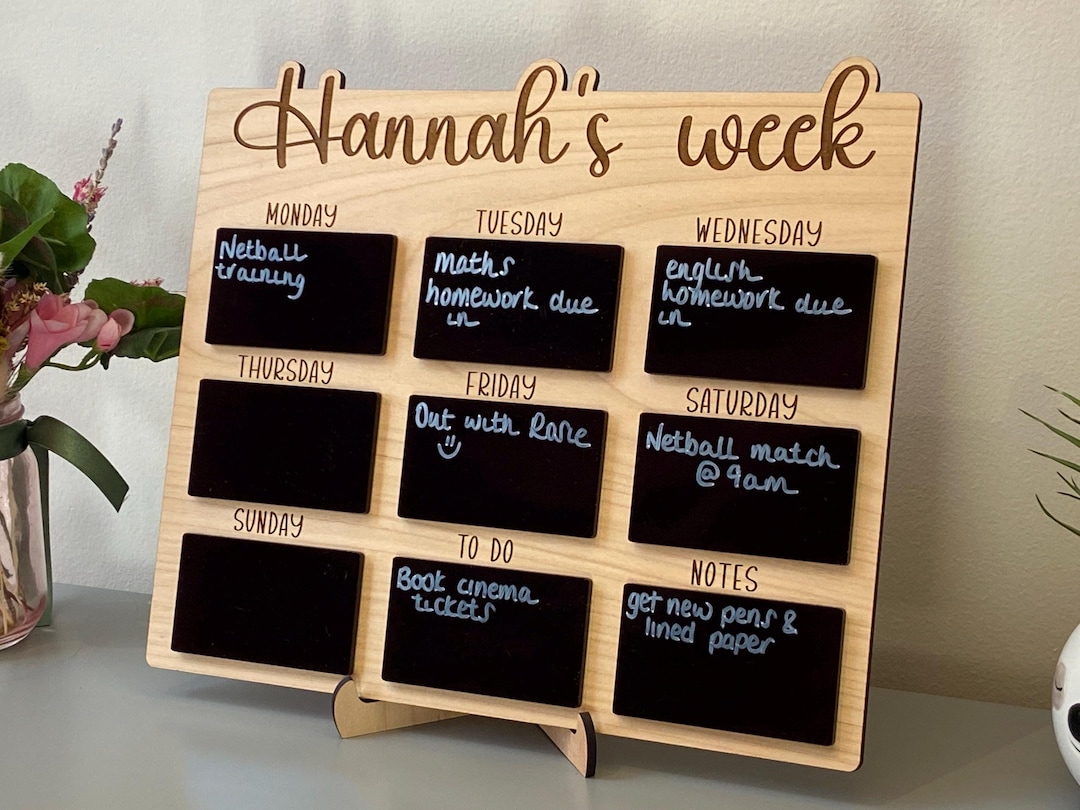 Personalised Weekly Planner With Custom Name, Weekly Organiser Board ...