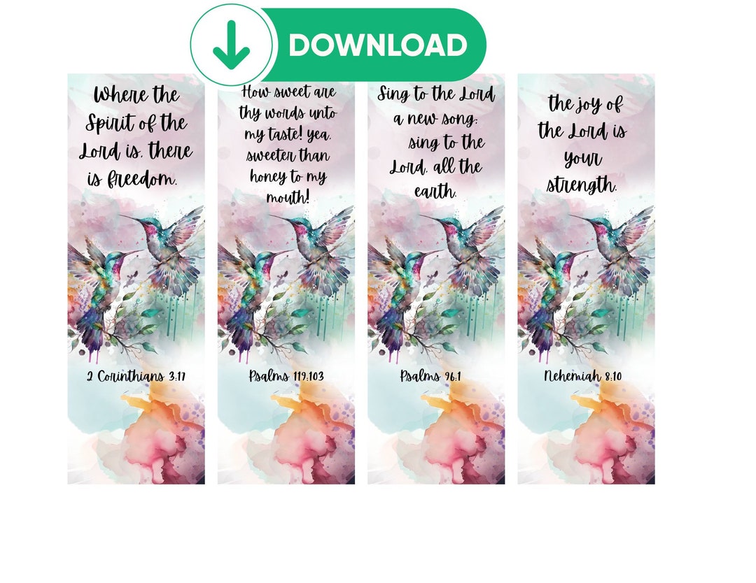 4 Hummingbird Christian Women Bookmarks, Faith Hope Love Blessed ...