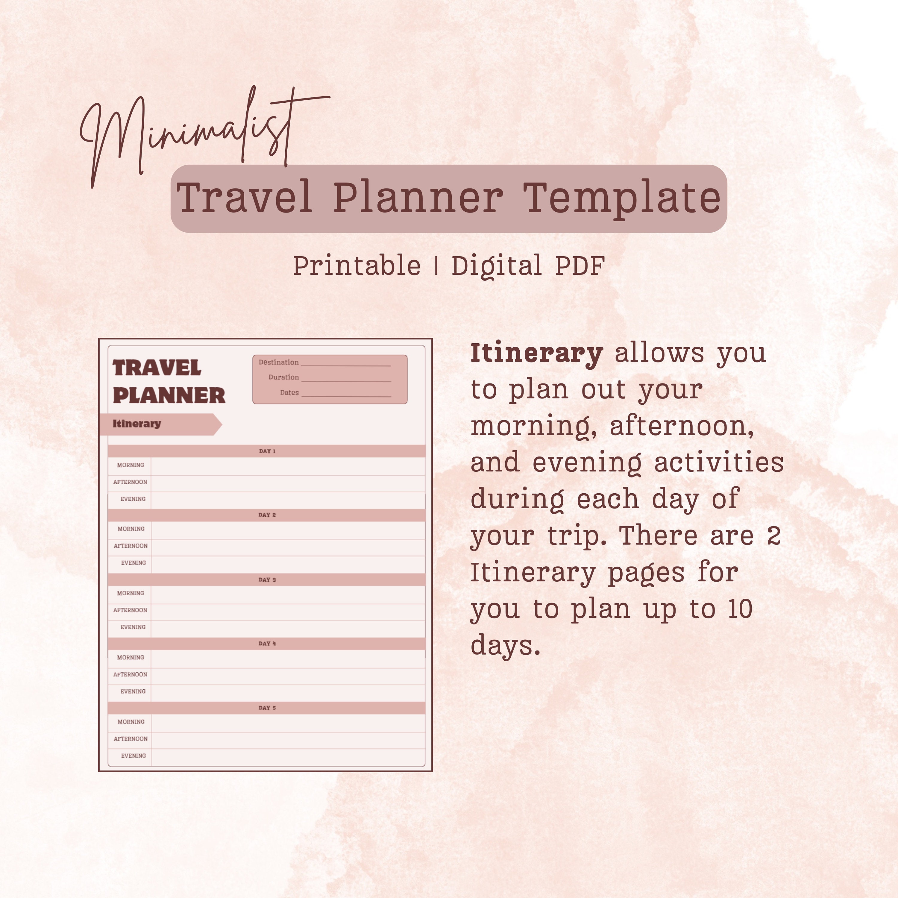 Minimalist Travel Planner: Digital & Printable Itinerary Template and ...