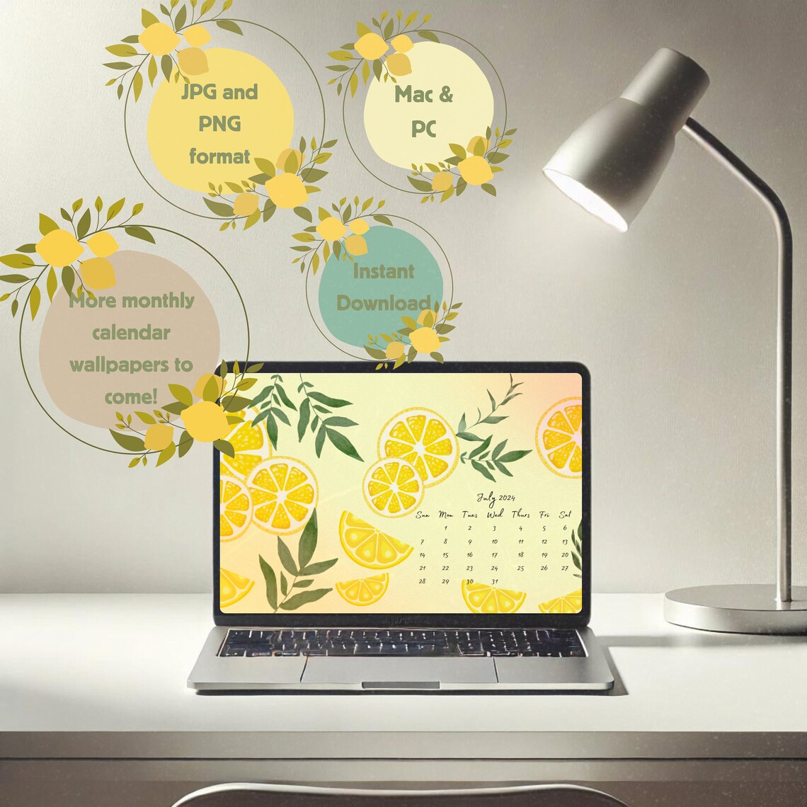 Summer Lemon Aesthetic July 2024 Desktop Background Wallpaper Screen ...