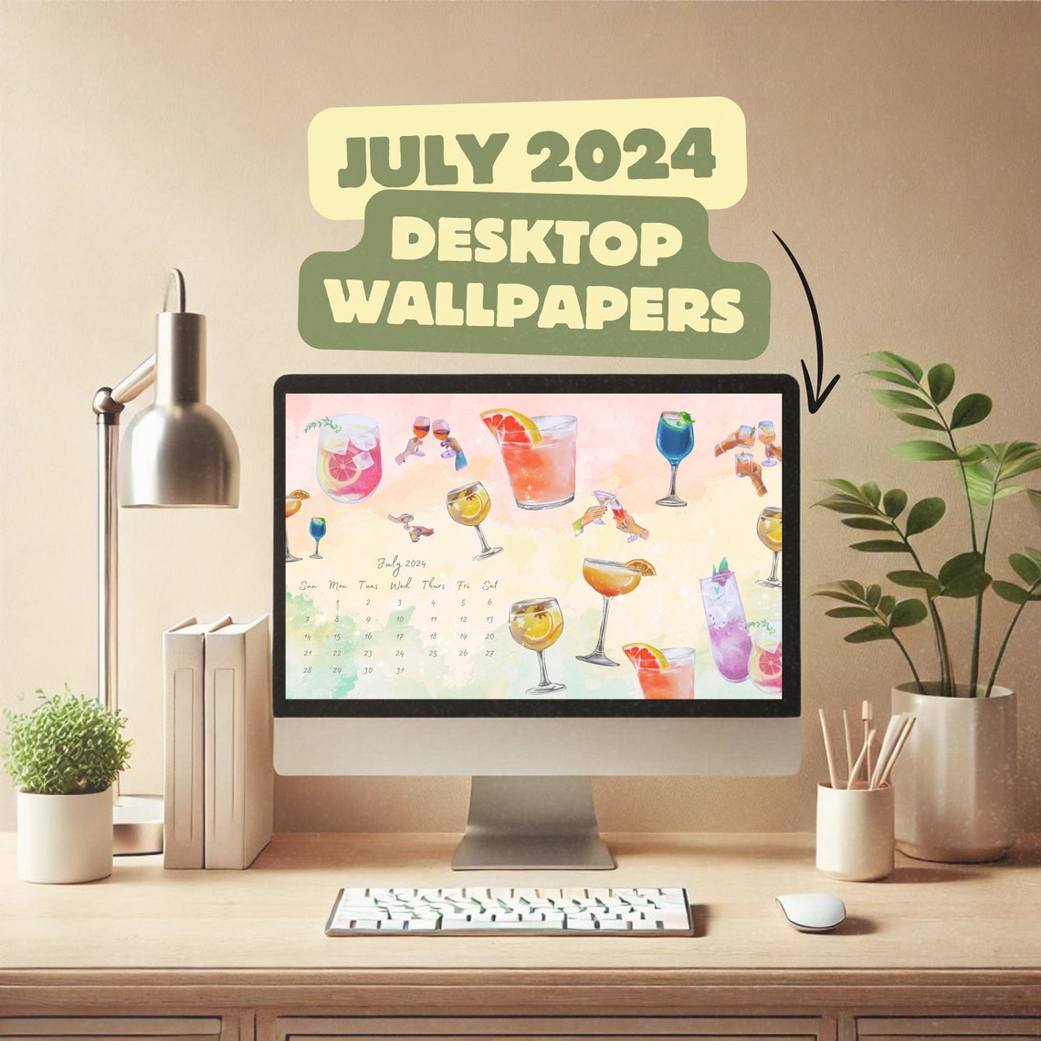 Summer Aesthetic Beverage July 2024 Desktop Background Wallpaper Screen ...