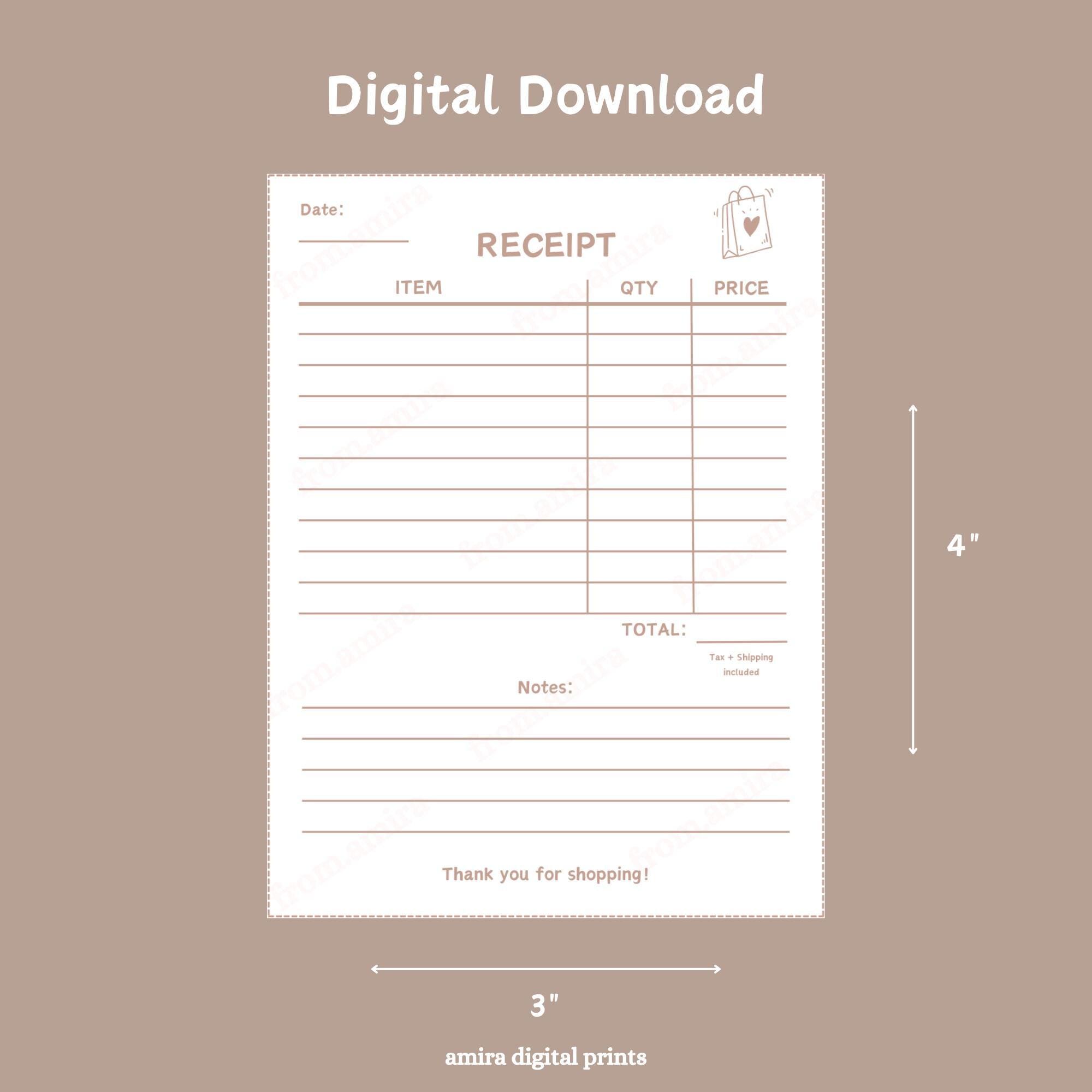 Receipt Inspired Paper Digital Download | Small Business Packaging - Etsy
