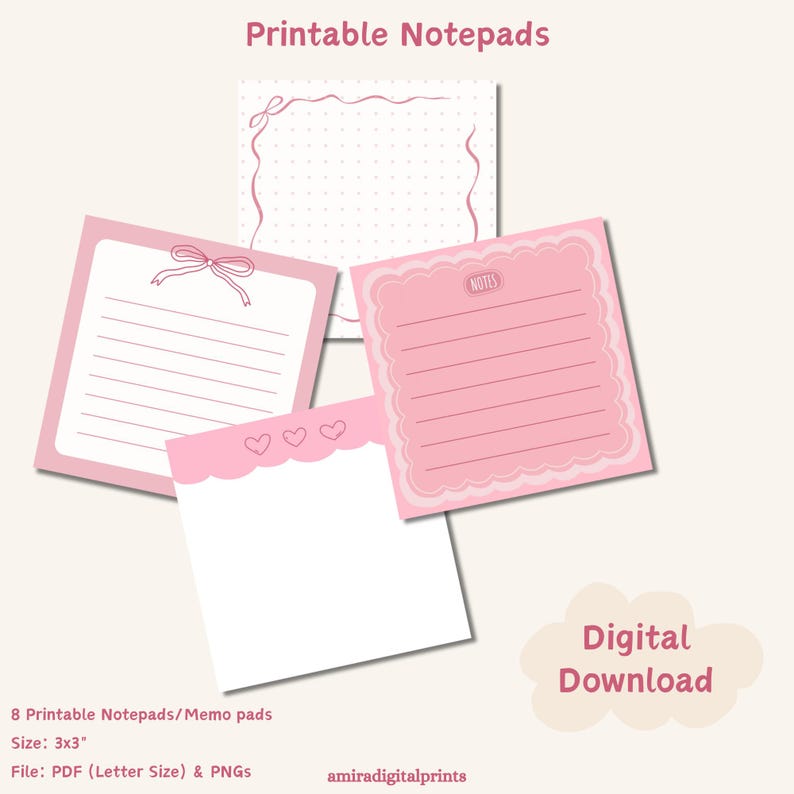 Memo Pads Printable | Sticky Notes Printable | Notepads Printable ...