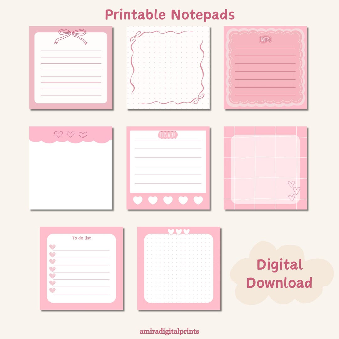 Memo Pads Printable | Sticky Notes Printable | Notepads Printable ...