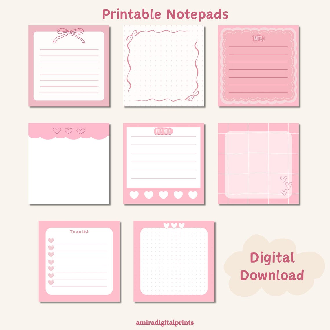 Memo Pads Printable | Sticky Notes Printable | Notepads Printable ...