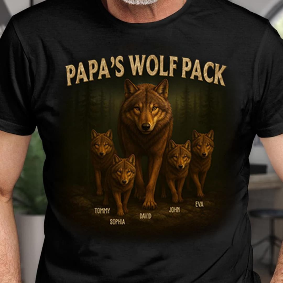 Papa’s Wolf Pack - Family Personalized Custom Unisex T-shirt- Father's ...