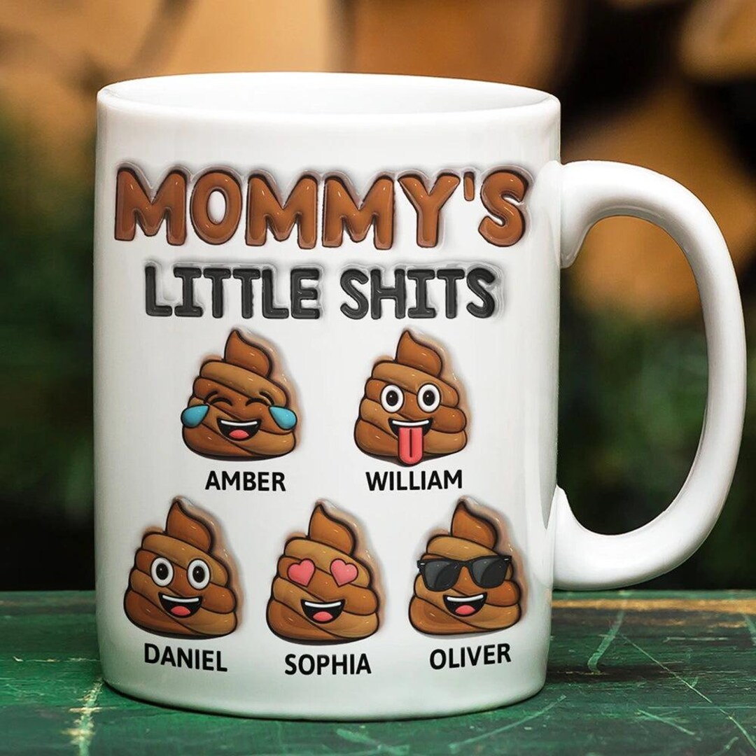 Mommy's Little Shits Mug for Mom Poop Emoji Mug, Personalized Funny for ...