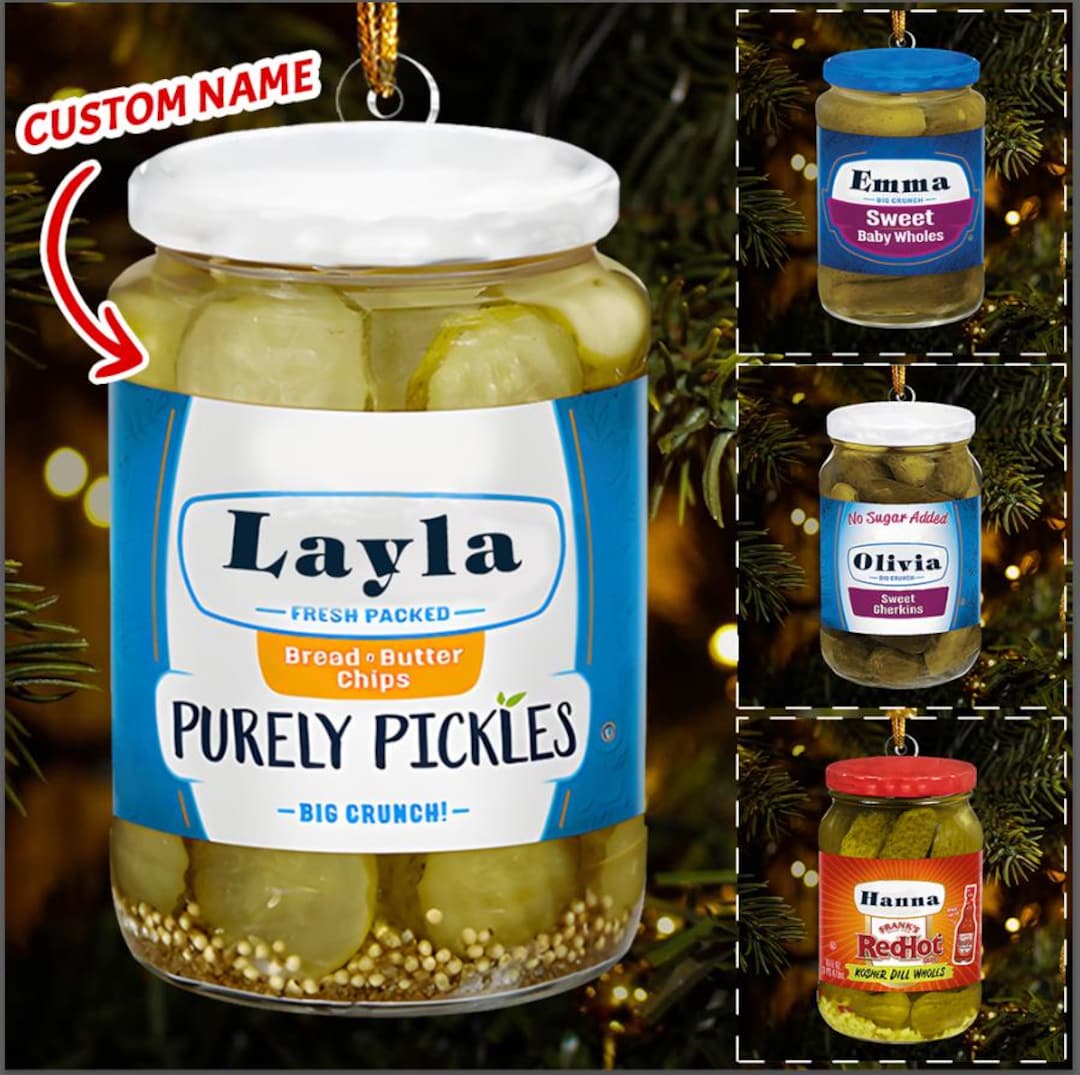 Custom Name Tradition Pickle Jar 2D Flat Ornament, Pickle Lover ...
