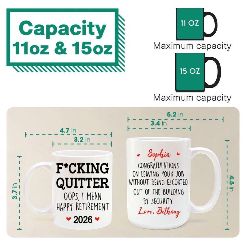 Personalized Retirement 2026 Coffee Mug, Happy Retirement Cup, Custom ...