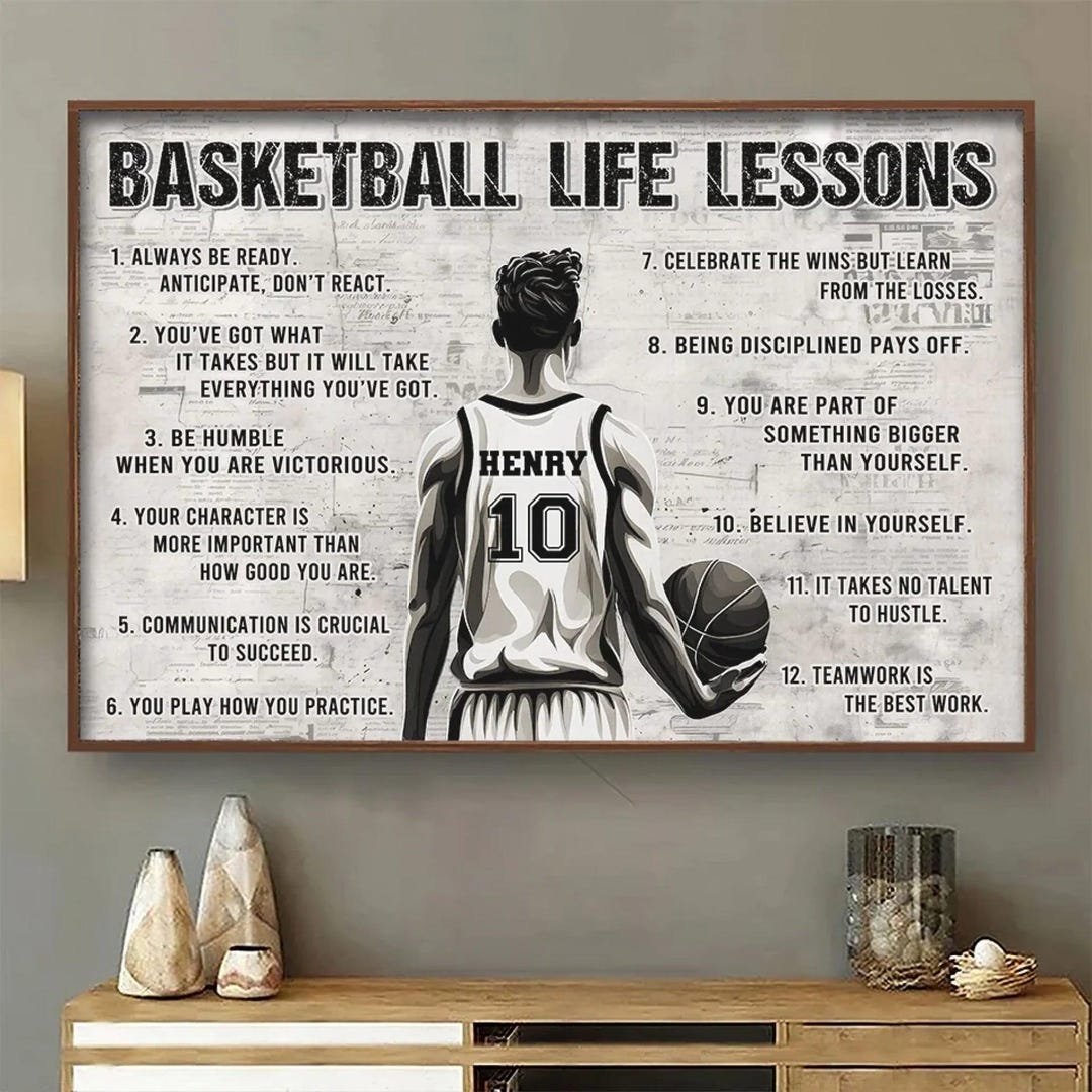 Personalized Basketball Life Lessons Canvas, Custom Player Name ...
