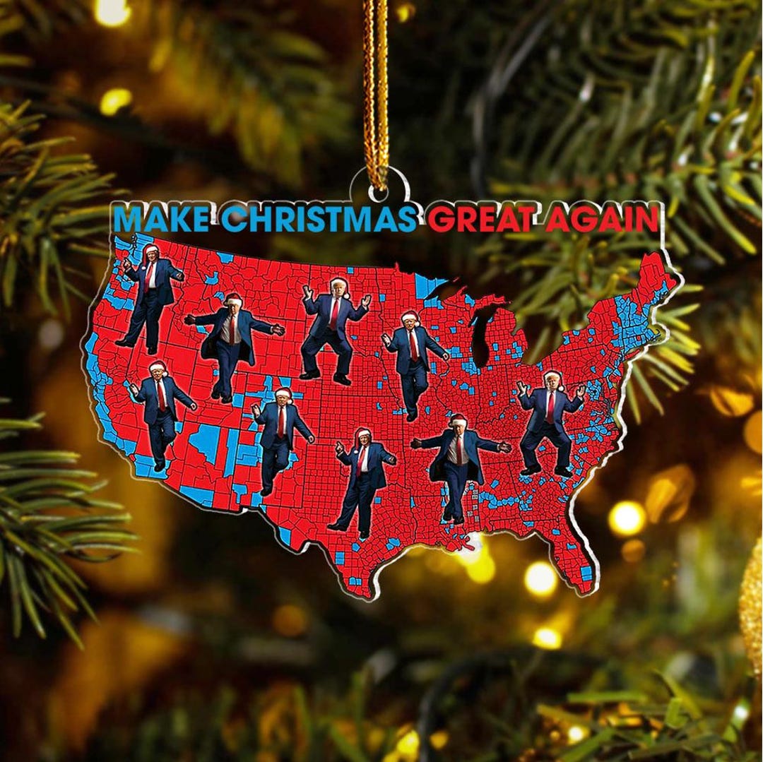 Trump Dancing Election Map 2024 Ornament, Trump Ornament Gift, Trump ...