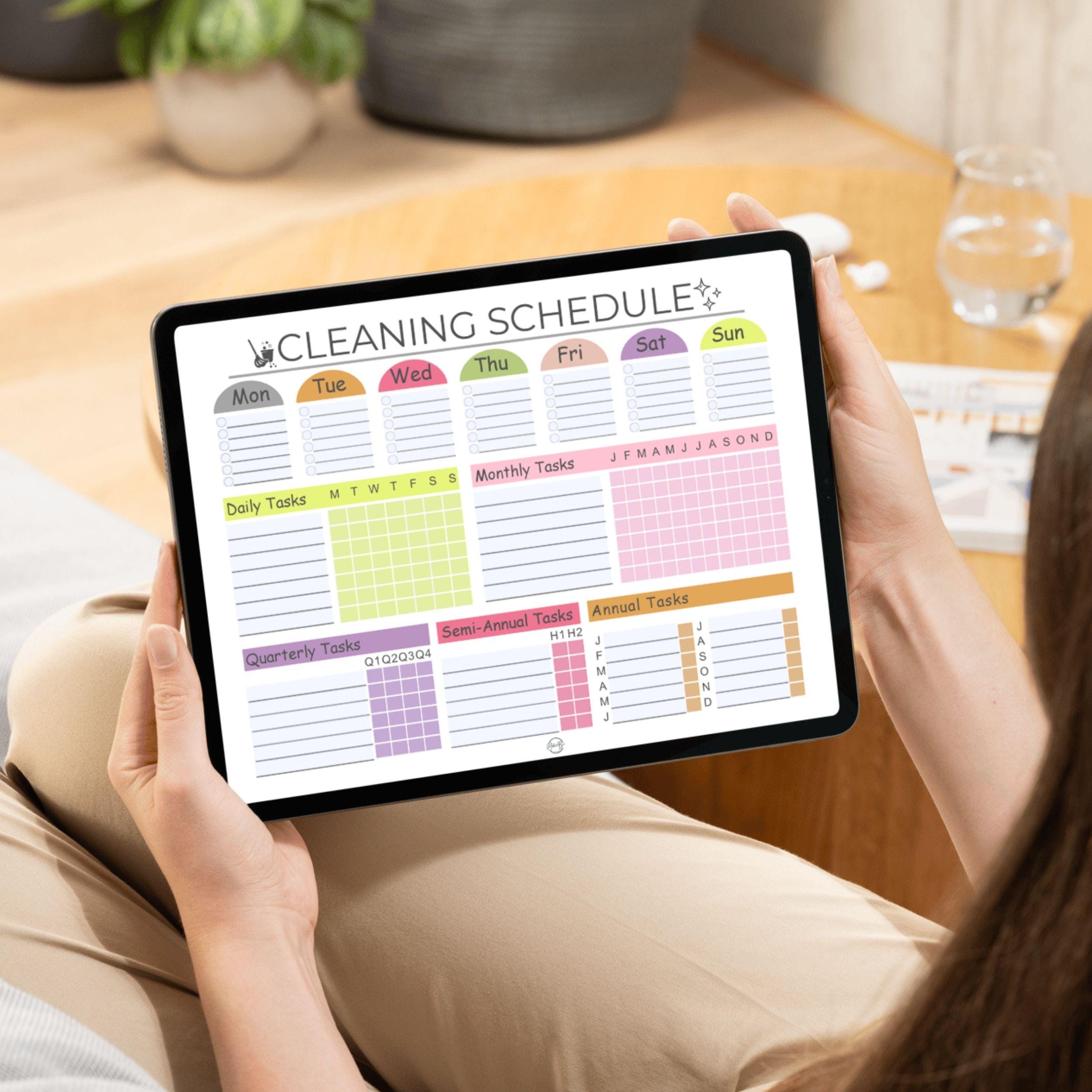 Editable Cleaning Planner, Digital Cleaning Checklist, Colorful ...
