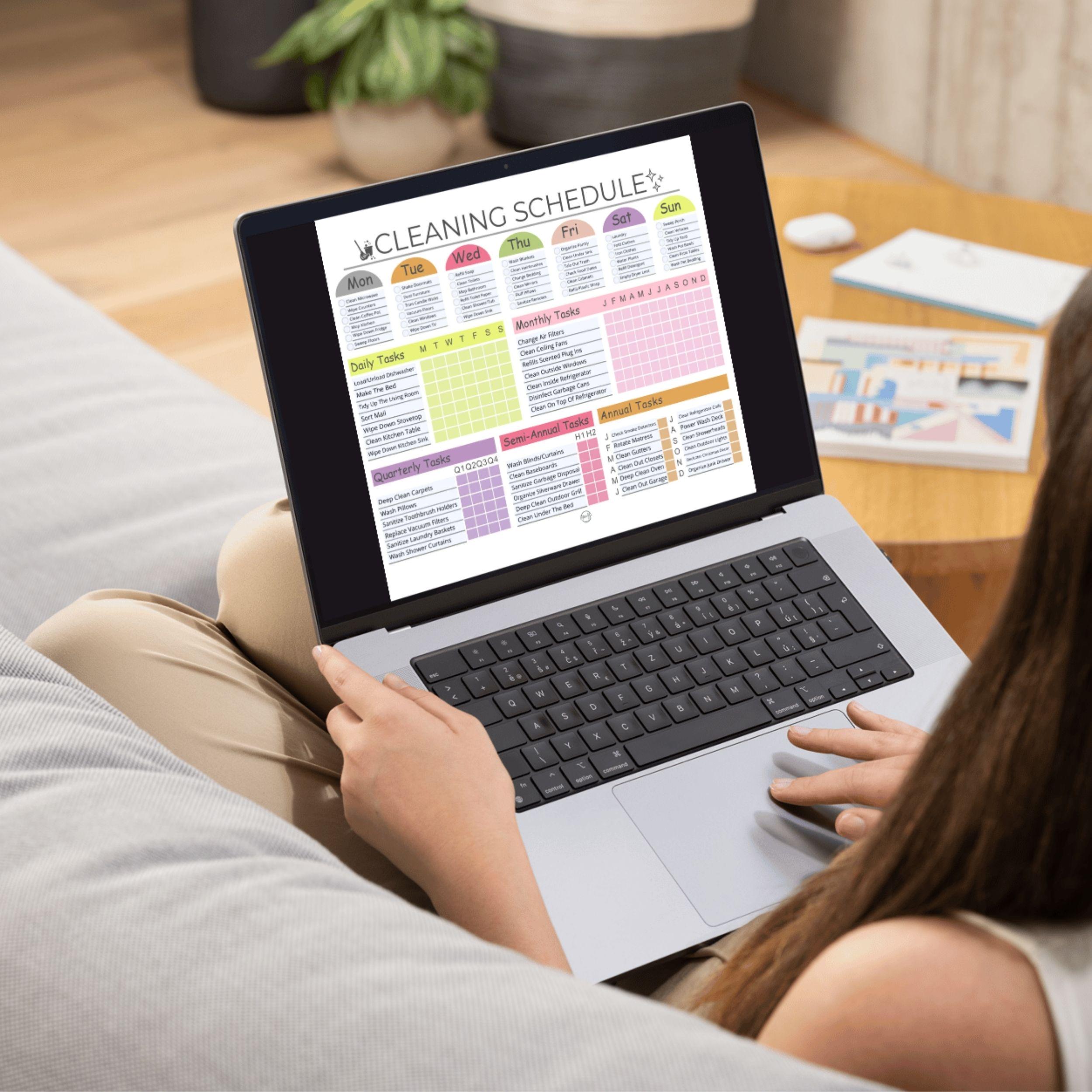 Editable Cleaning Planner, Digital Cleaning Checklist, Colorful ...