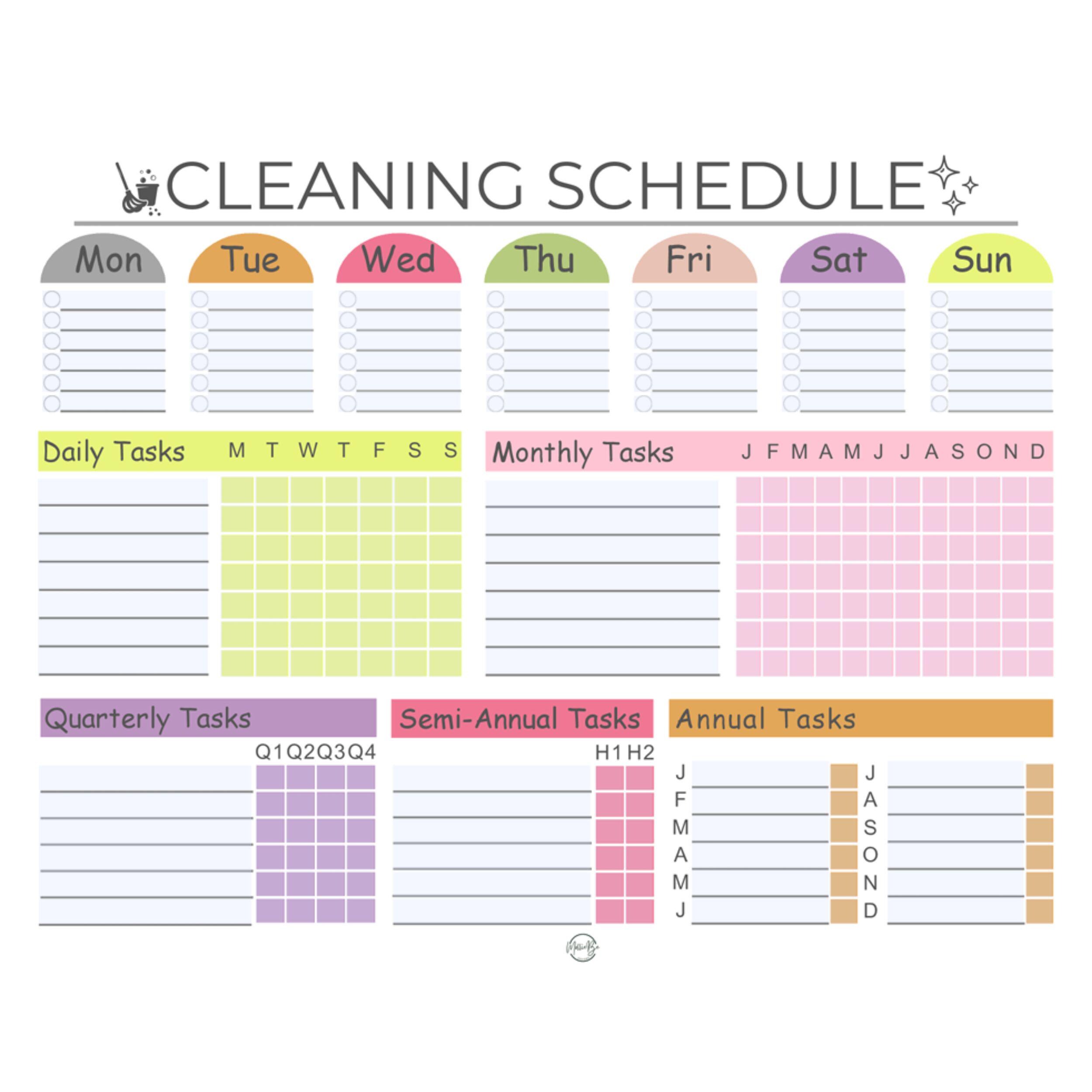 Editable Cleaning Planner, Digital Cleaning Checklist, Colorful ...