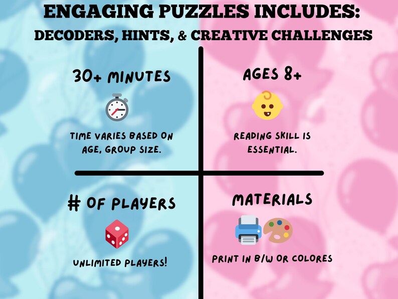 Gender Reveal Escape Room Game: Printable Baby Shower Puzzle (digital ...