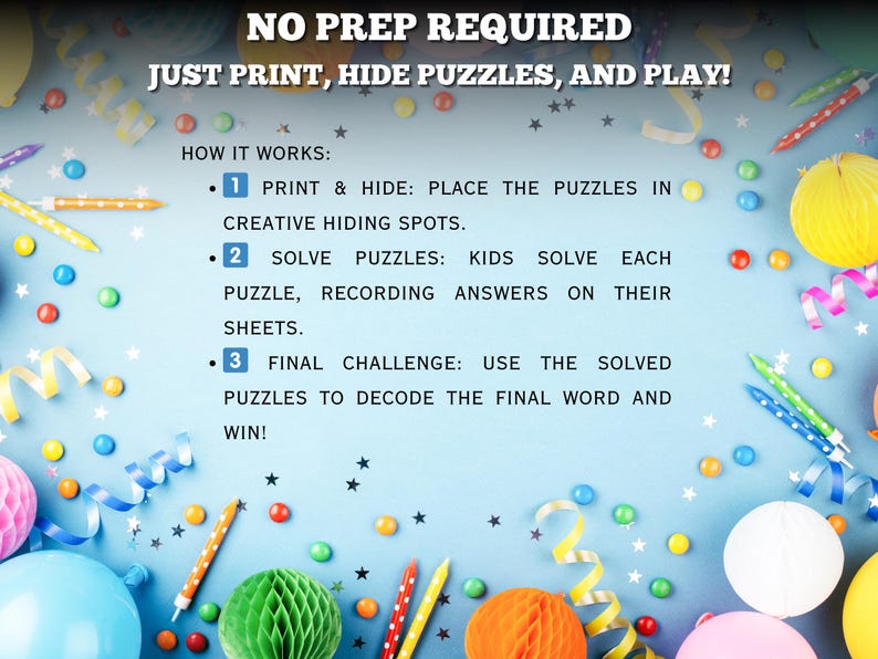 Printable Kids Escape Room Party Game: Birthday Puzzles (ages 7-10 ...