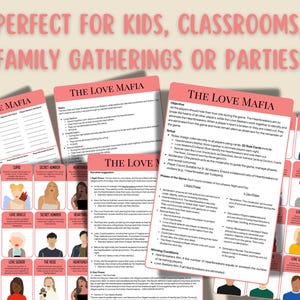 Mafia Cards Valentines Day Printable Mafia Party Cards Valentines Day ...