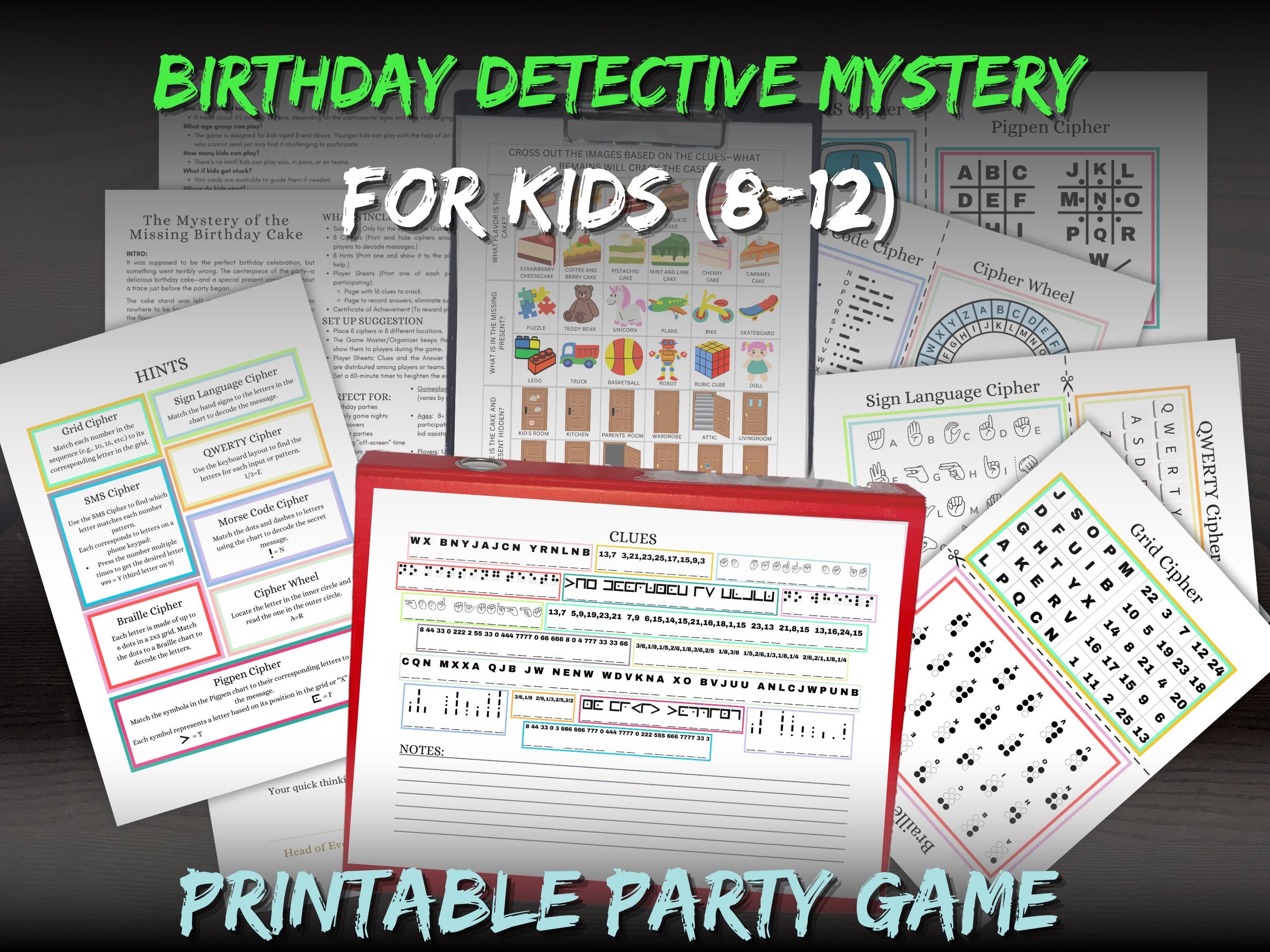 Kids Detective Birthday Party Game: Mystery of Missing Cake (printable ...