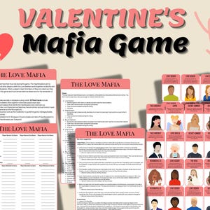 Mafia Cards Valentines Day Printable Mafia Party Cards Valentines Day ...