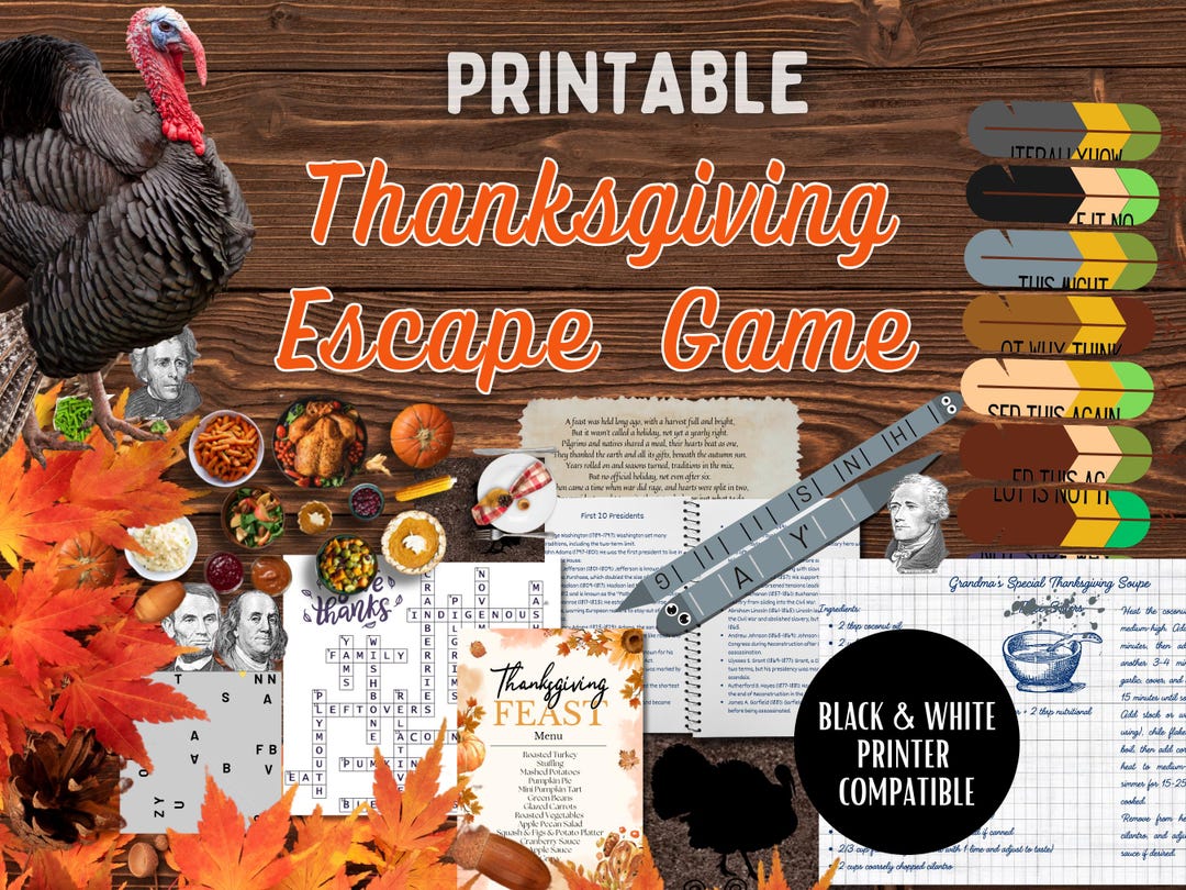 Printable Thanksgiving Escape Game: Family Puzzle Kit (PDF) - Etsy