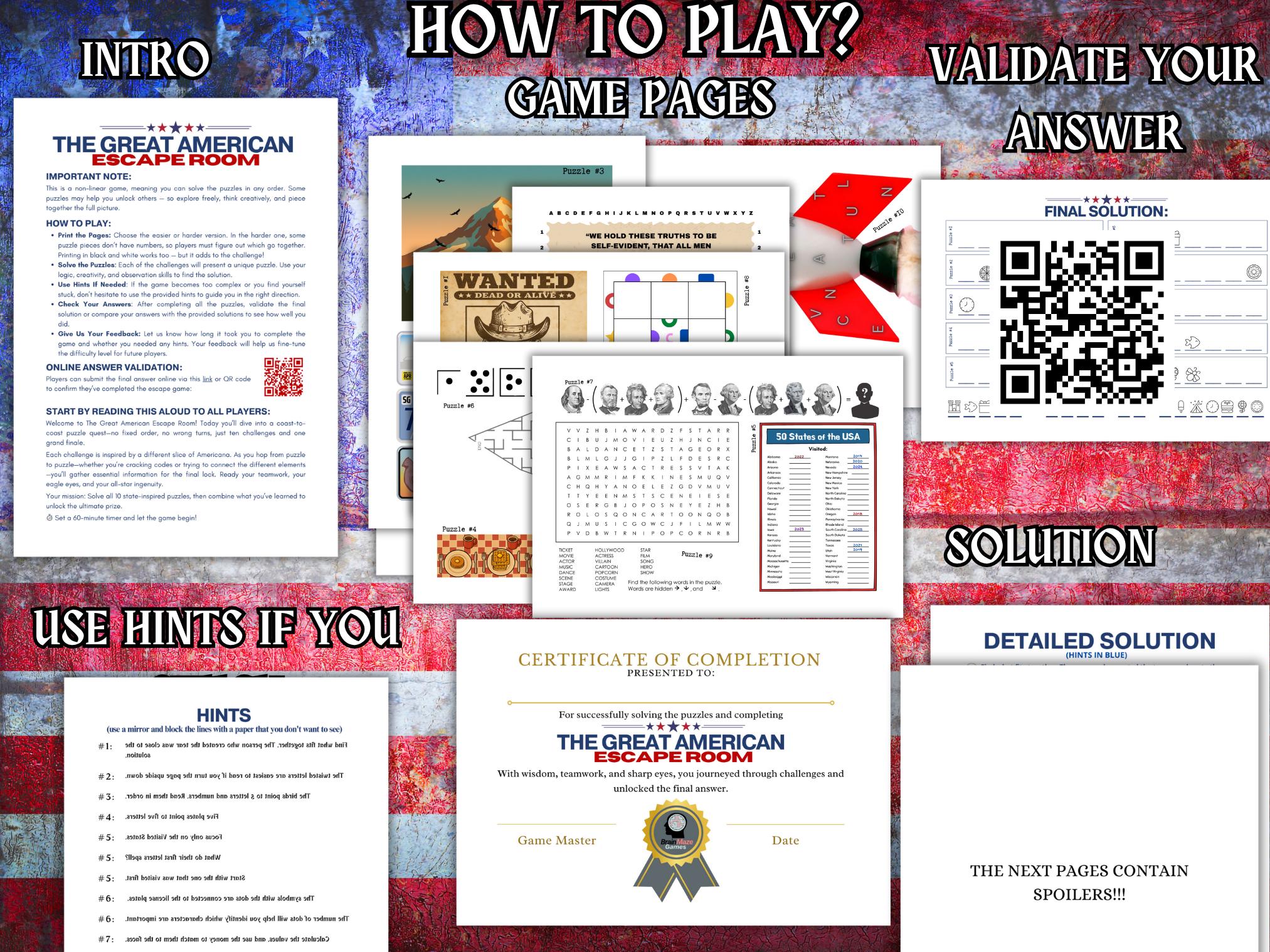 American Escape Room Printable Game: USA Puzzles, 4th of July (digital ...