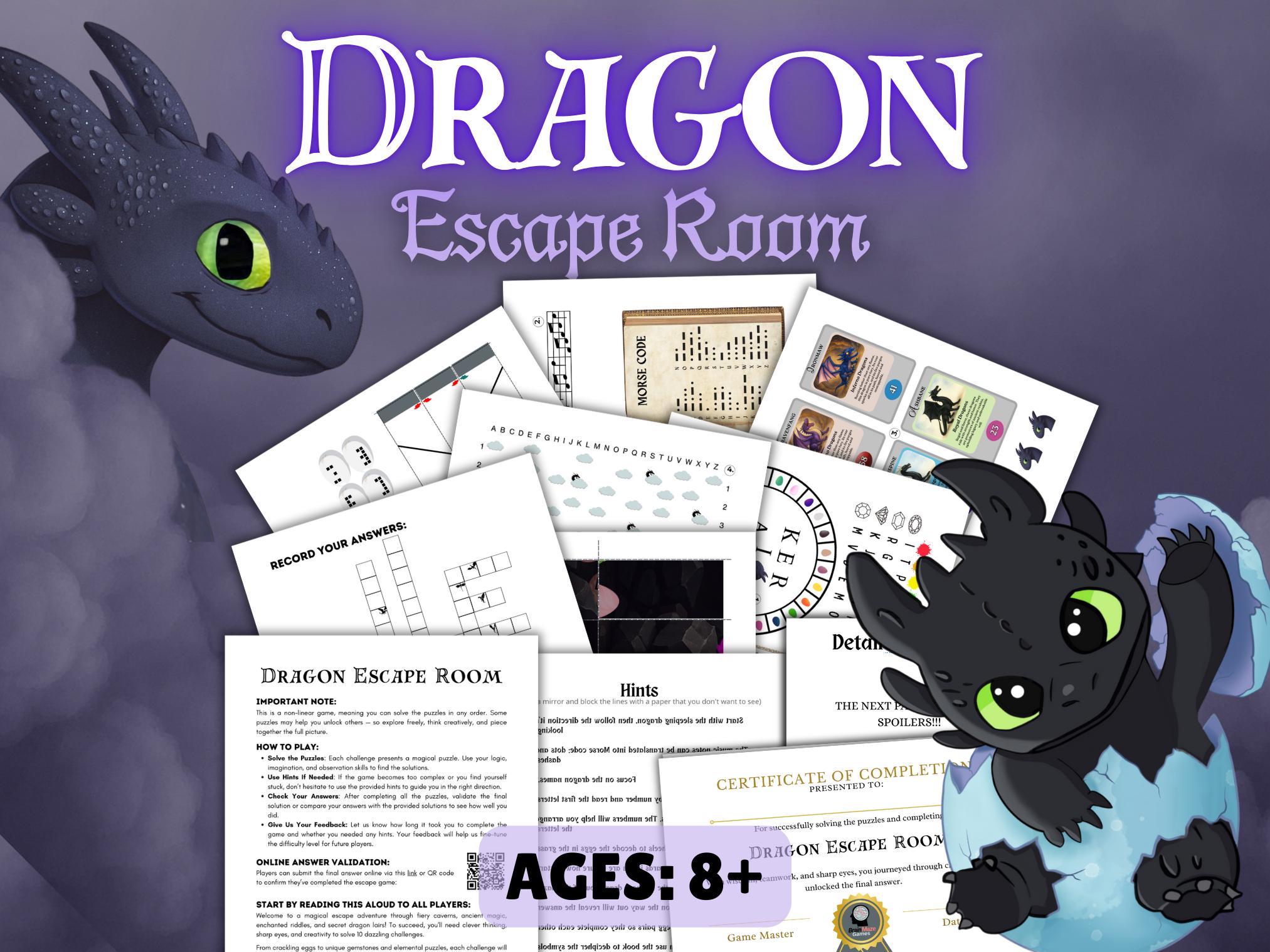 Dragon Escape Room for Boys, Printable Party Game, DIY Dragon Escape ...