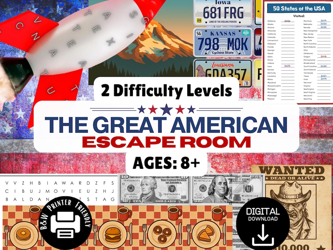 American Escape Room Printable Game: USA Puzzles, 4th of July (digital ...