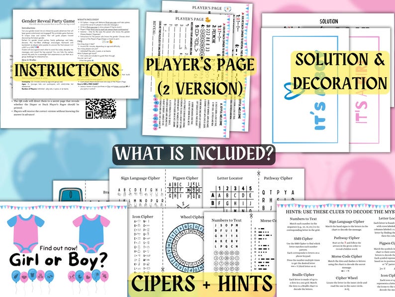 Gender Reveal Escape Room Game: Printable Baby Shower Puzzle (digital ...