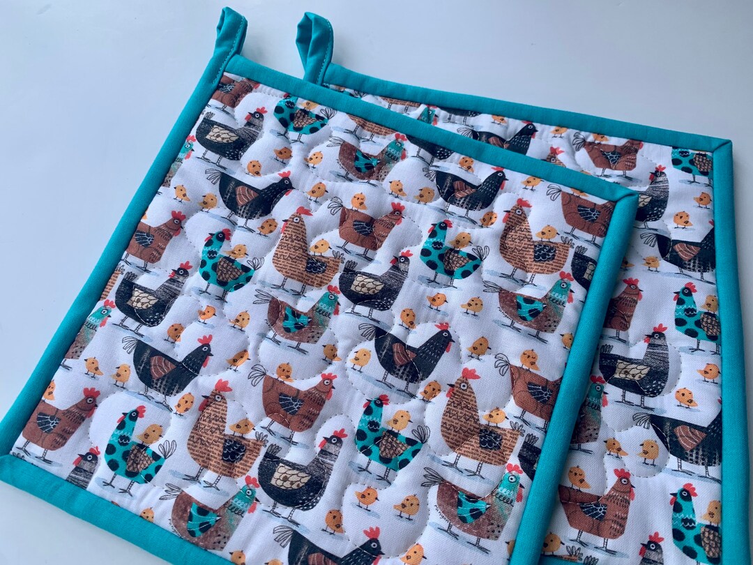 Modern Farmhouse Chicken Potholders, Set of 2 Pot Holders, Hostess Gift ...