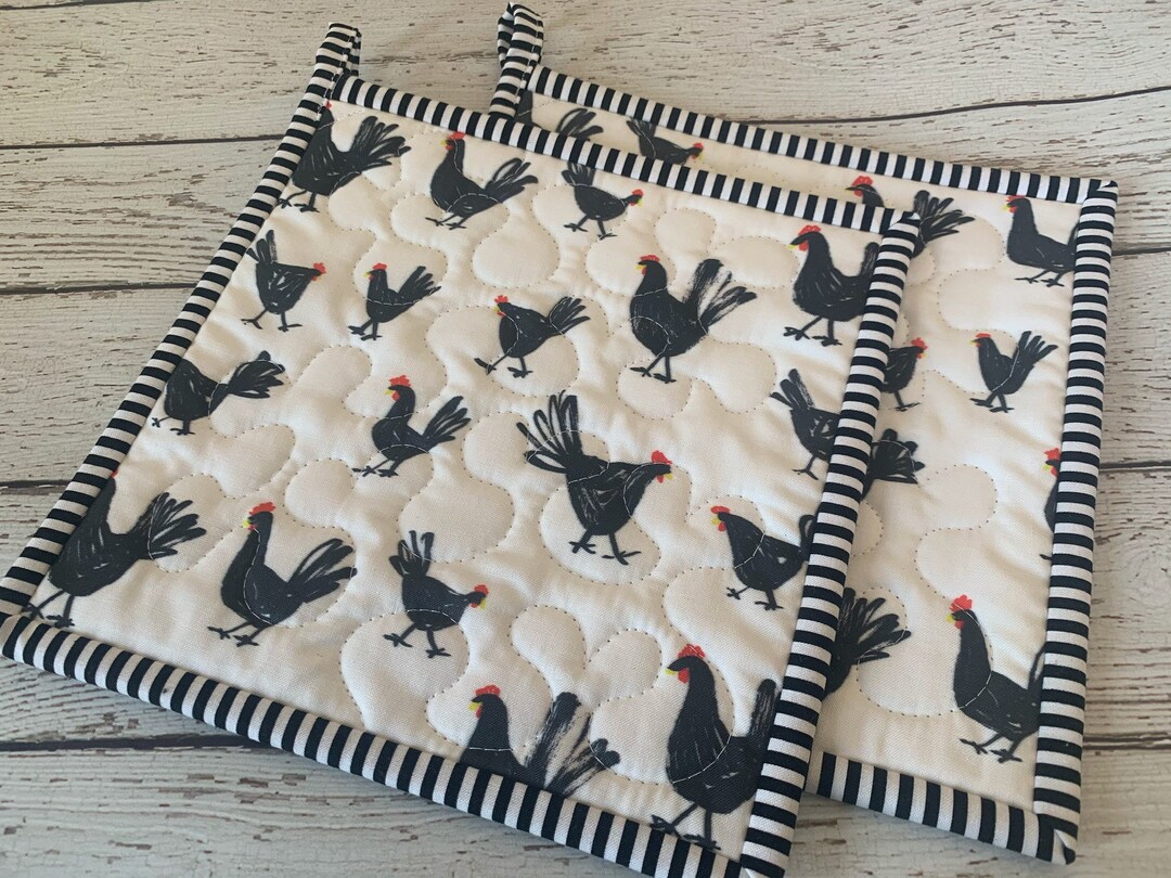Modern Farmhouse Chicken Potholders, Set of 2 Pot Holders, Hostess Gift ...