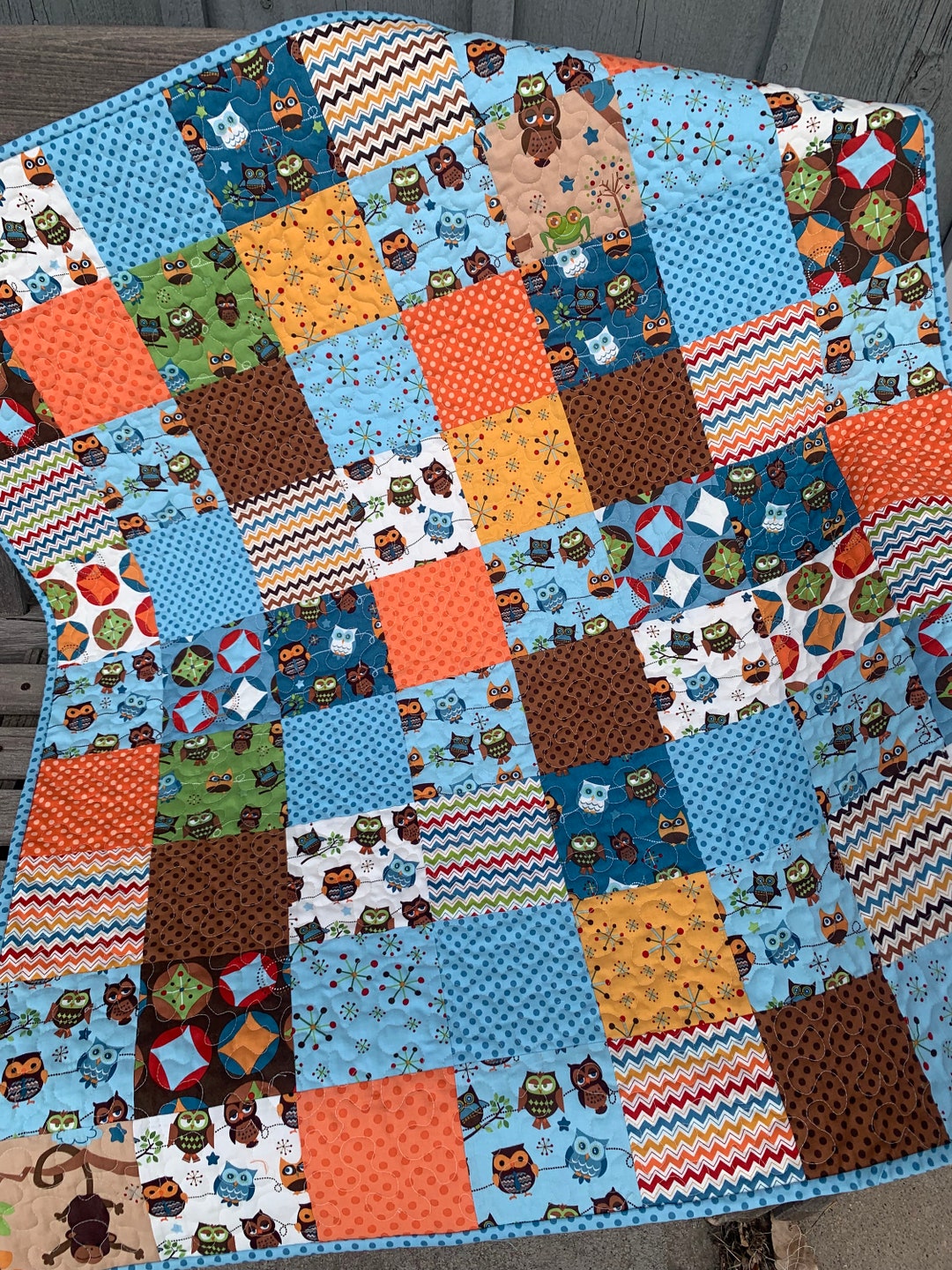 Baby Quilt Patchwork Baby Quilt Hooty Hoot Owl Quilt - Etsy