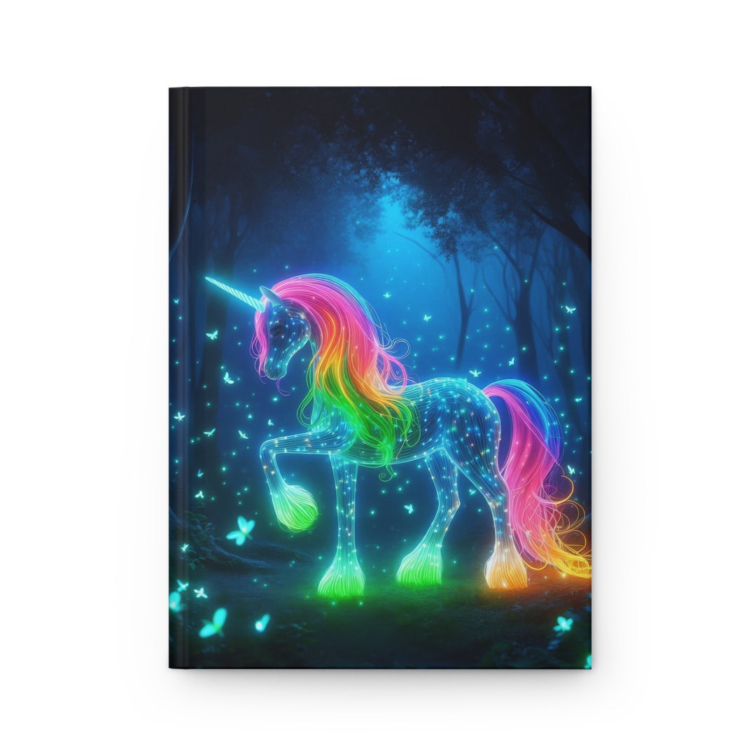 Enchanted Neon Rainbow Unicorn Hardcover Journal Matte - Etsy