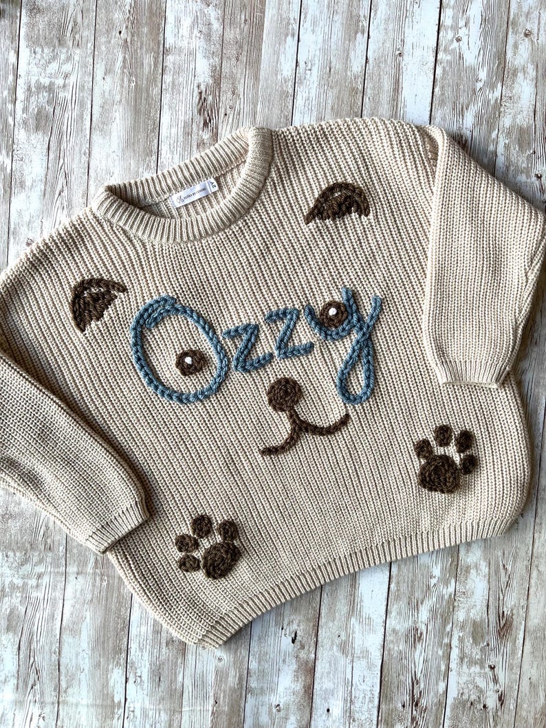 PUPPY BABY JUMPER, Animal Face Sweater, Kids Name Jumper, Puppy Face ...