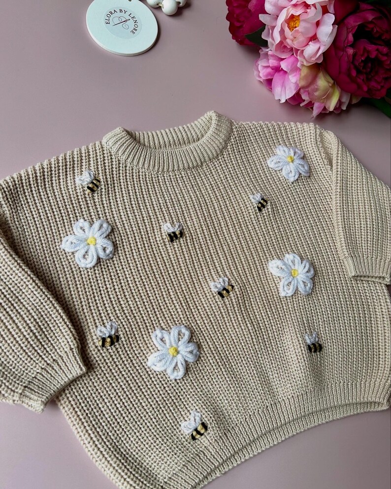 FLORAL BEE SWEATER, Baby Shower Sweater, Kids Bee Jumper, Custom Bee ...