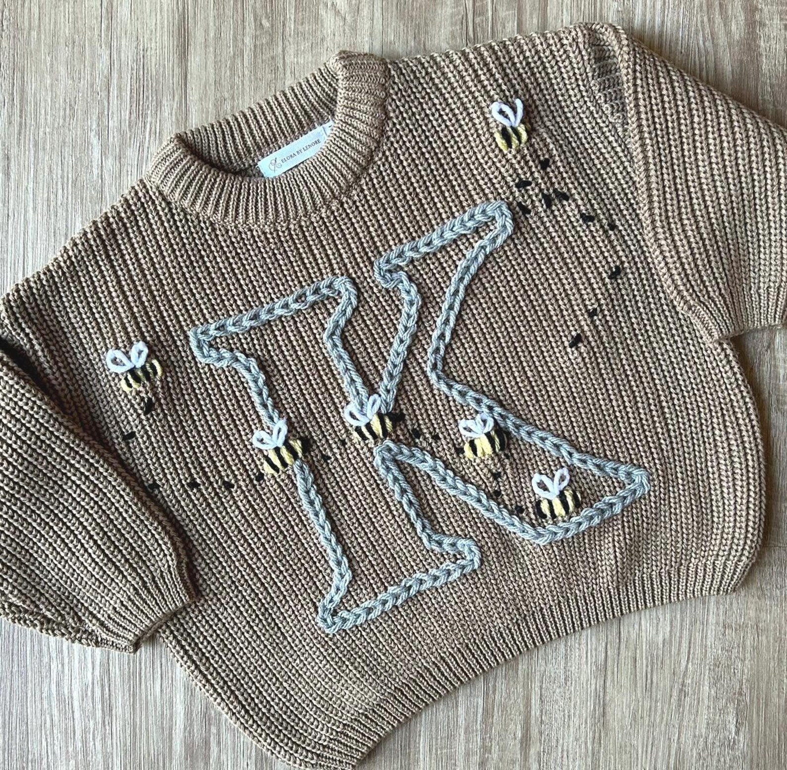 CUSTOM LETTER JUMPER Baby Name Sweater Bee Embroidery Jumper Kid ...