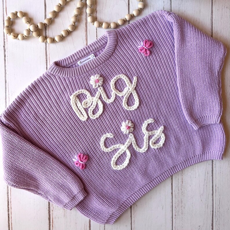 BIG SIS SWEATER, Little Sis Name Flower Sweater, Matching Sibling Set, Lil Sis, Custom Daisy ...