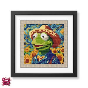 Van Gogh Frog Cross Stitch Pattern, Easy Mini Embroidery, Painting ...