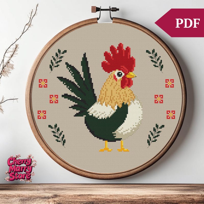 Chicken Cross Stitch - Etsy