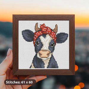 Cow Cross Stitch Pattern, Mini Farm Embroidery, Modern Cross Stitch ...