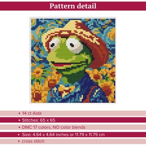 Van Gogh Frog Cross Stitch Pattern, Easy Mini Embroidery, Painting ...