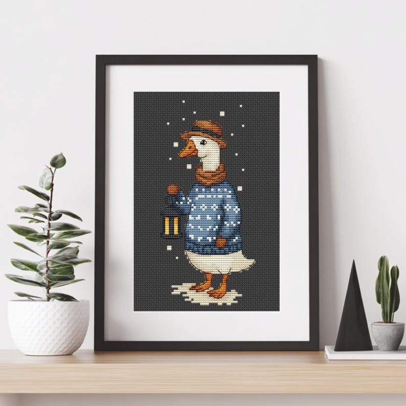 Christmas Goose Cross Stitch Pattern, Farm Embroidery, Christmas ...