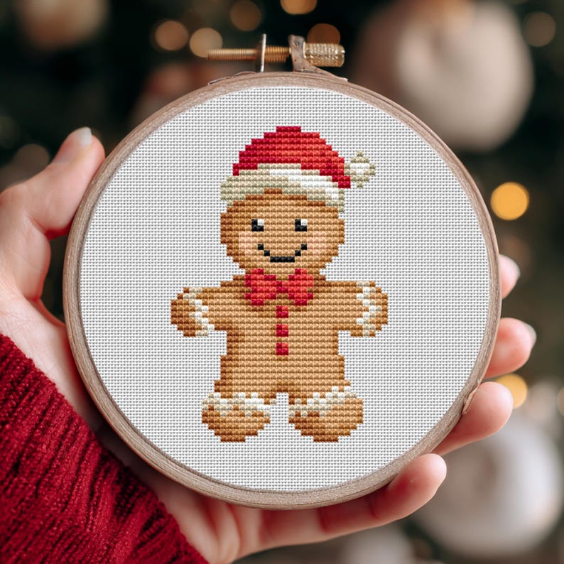 Gingerbread Man Cross Stitch Pattern, Mini Christmas Ornament, PDF File ...