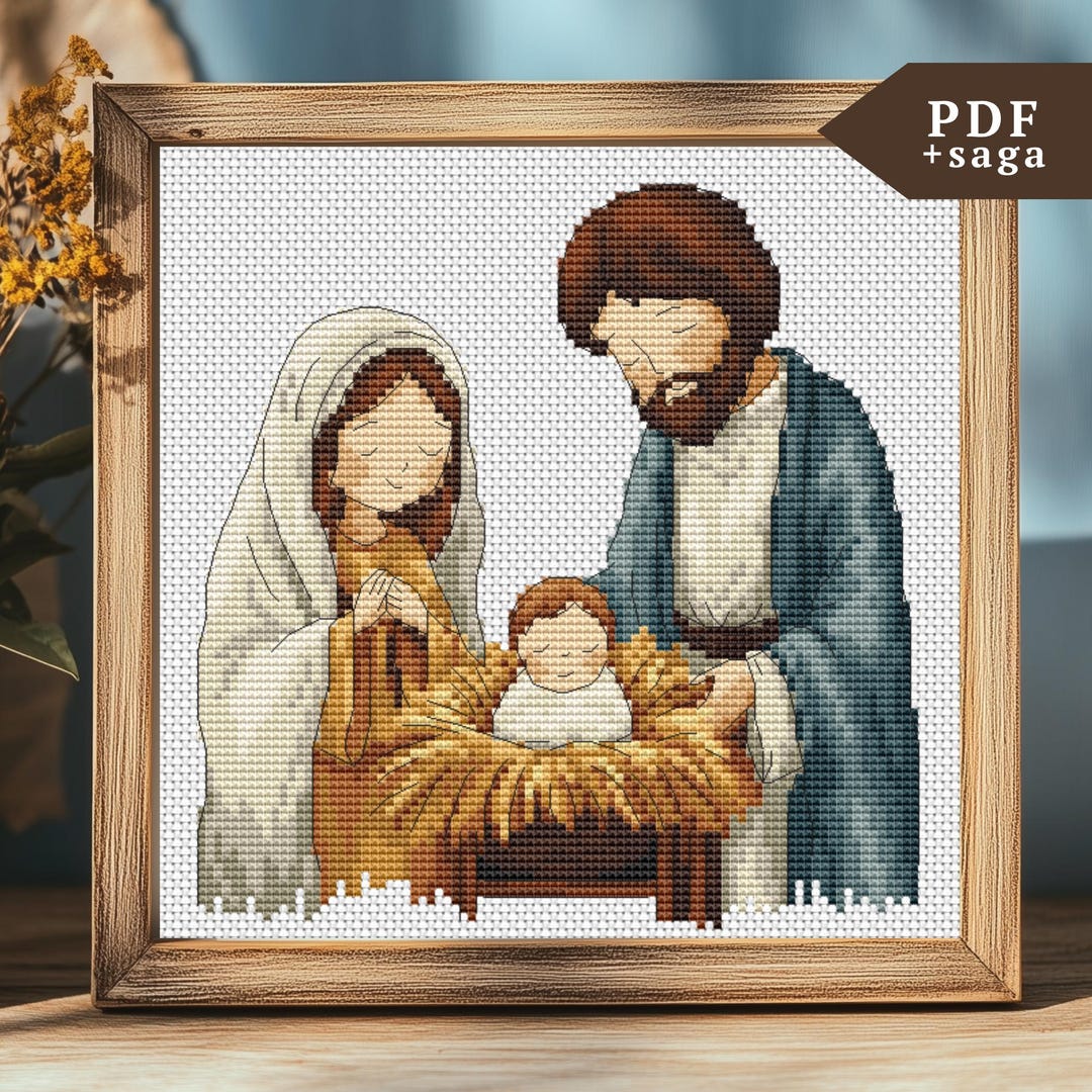 Christmas Cross Stitch Pattern, Nativity Scene Hand Embroidery, PDF ...