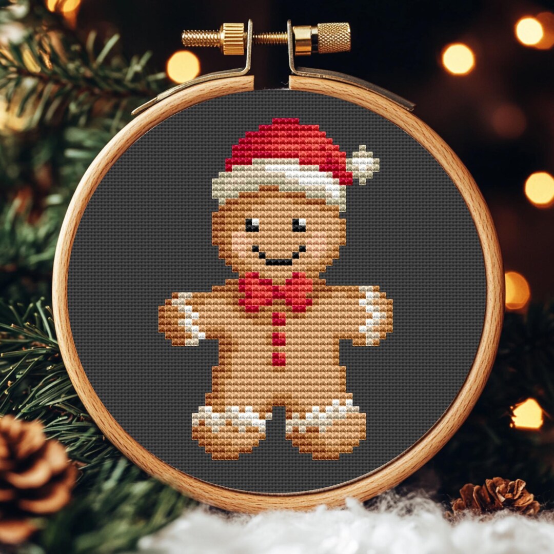 Gingerbread Man Cross Stitch Pattern, Mini Christmas Ornament, PDF File ...